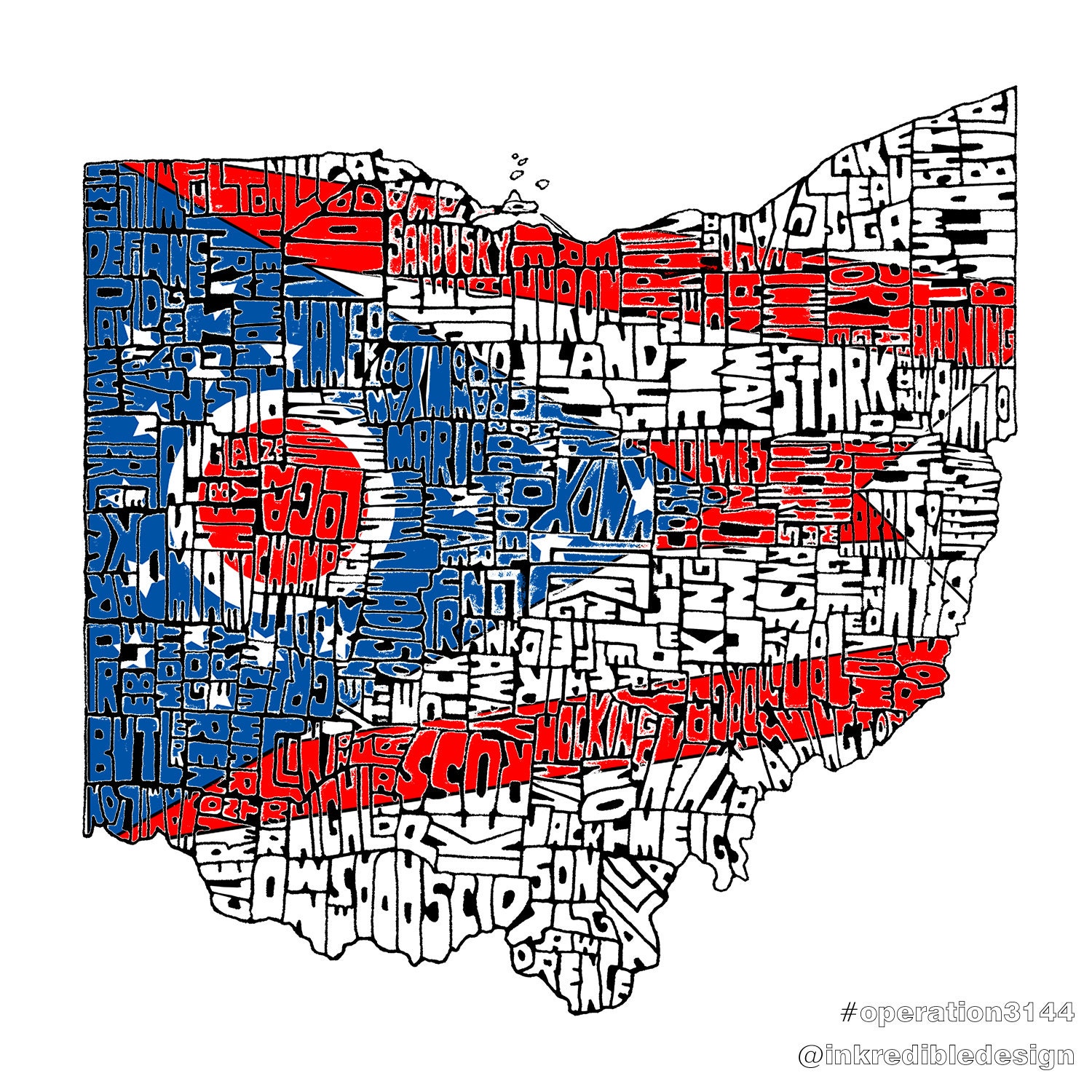 Ohio County Map Hand Drawing - Etsy