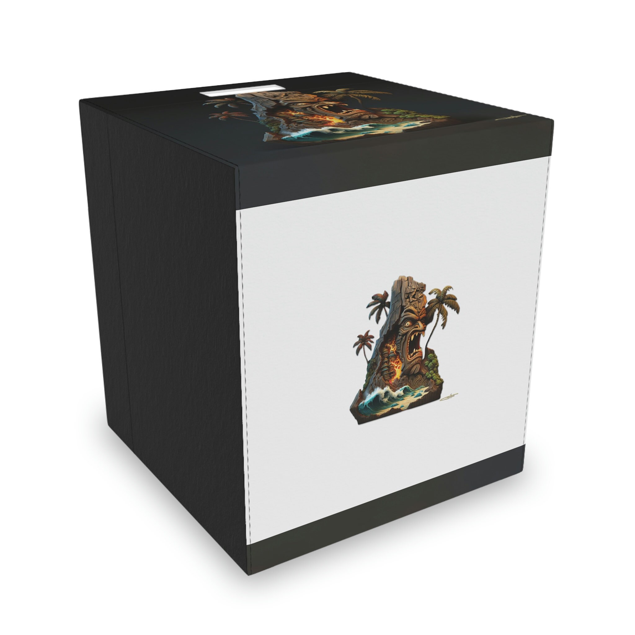 Volcano Tiki Tidal Wave Felt Storage Box - Etsy