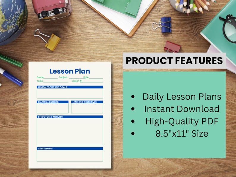 Editable Lesson Plan Template: Printable Teacher Planner (PDF) - Etsy