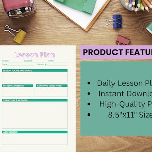 Editable Lesson Plan Template: Printable Teacher Planner (PDF) - Etsy