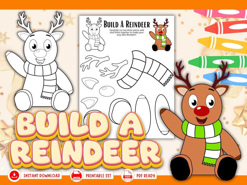 Build a Reindeer Craft | Printable Cut & Paste Christmas Activity for ...