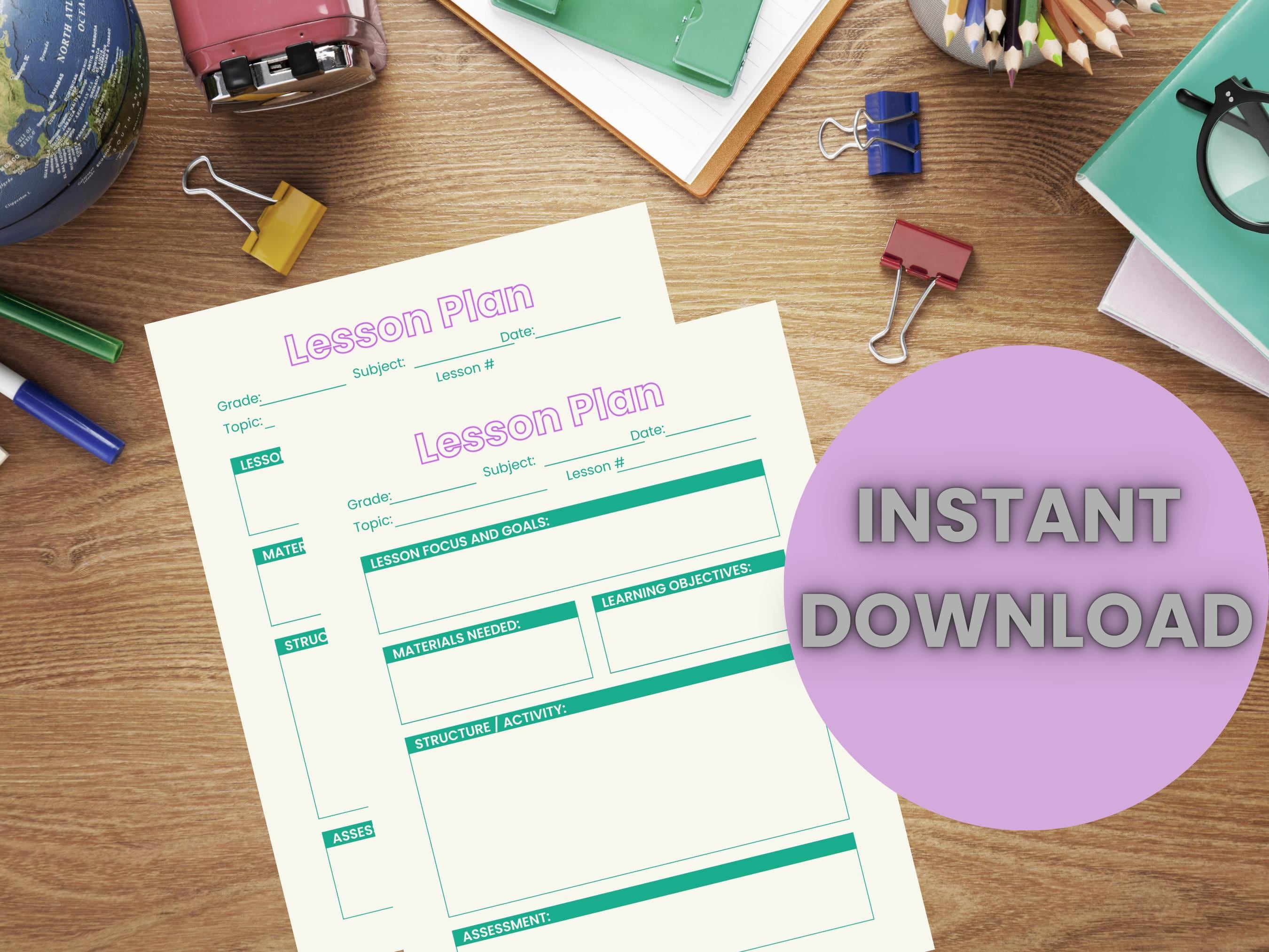 Editable Lesson Plan Template: Printable Teacher Planner (PDF) - Etsy