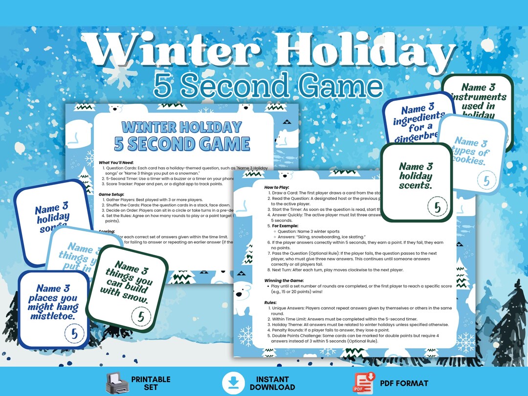 Winter Holiday 5 Second Game | Classroom Brain Break (digital Download ...