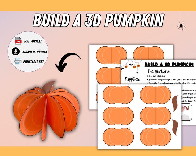 3D Paper Pumpkin Template | Fall Craft for Kids | Printable Autumn ...