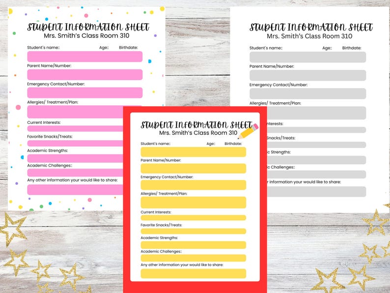Editable Student Information Sheet | Teacher Printable | Back to School ...