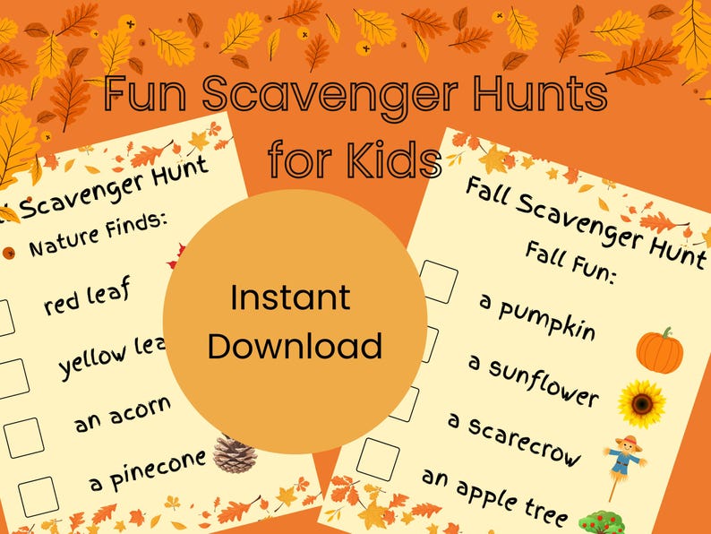 Fall Scavenger Hunt for Kids: Printable Autumn Nature Game (PDF) - Etsy
