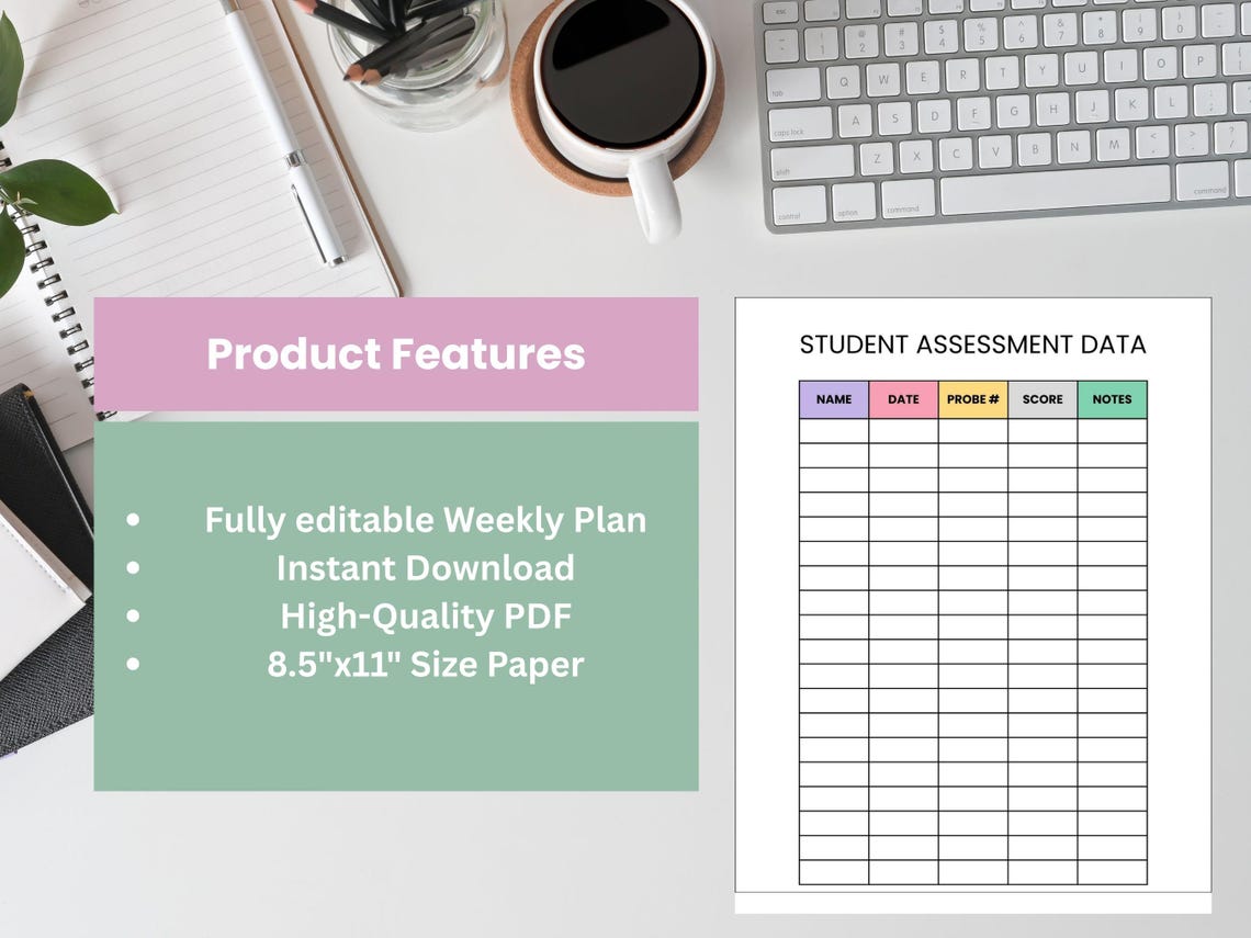 Student Assessment Tracker Printable: Classroom Progress Form (PDF) - Etsy