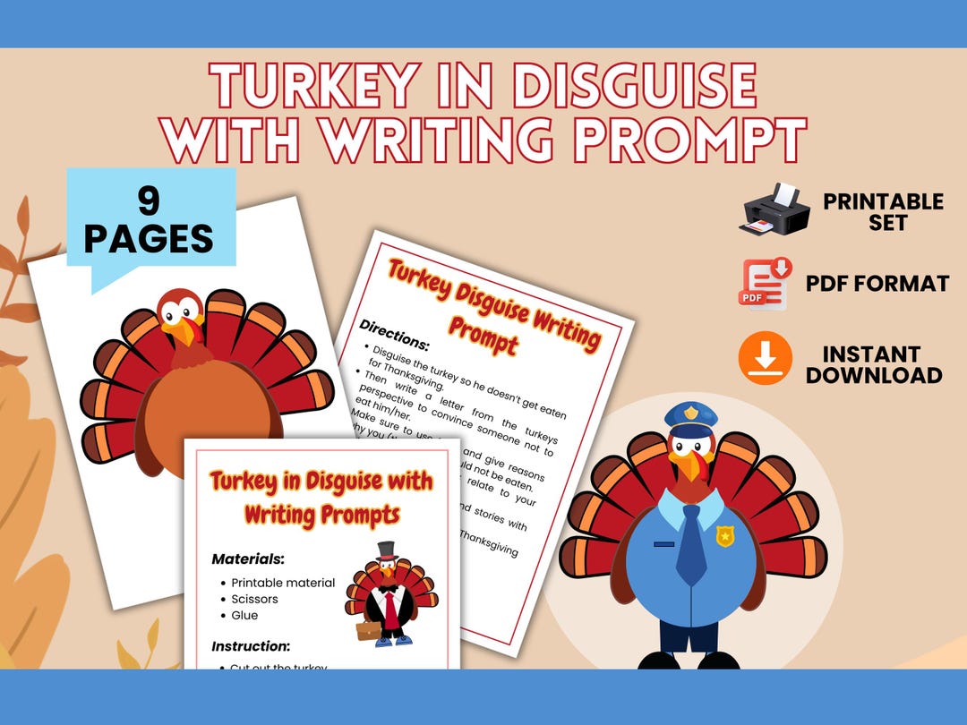 Turkey in Disguise Writing Prompt | Thanksgiving Activity (digital ...