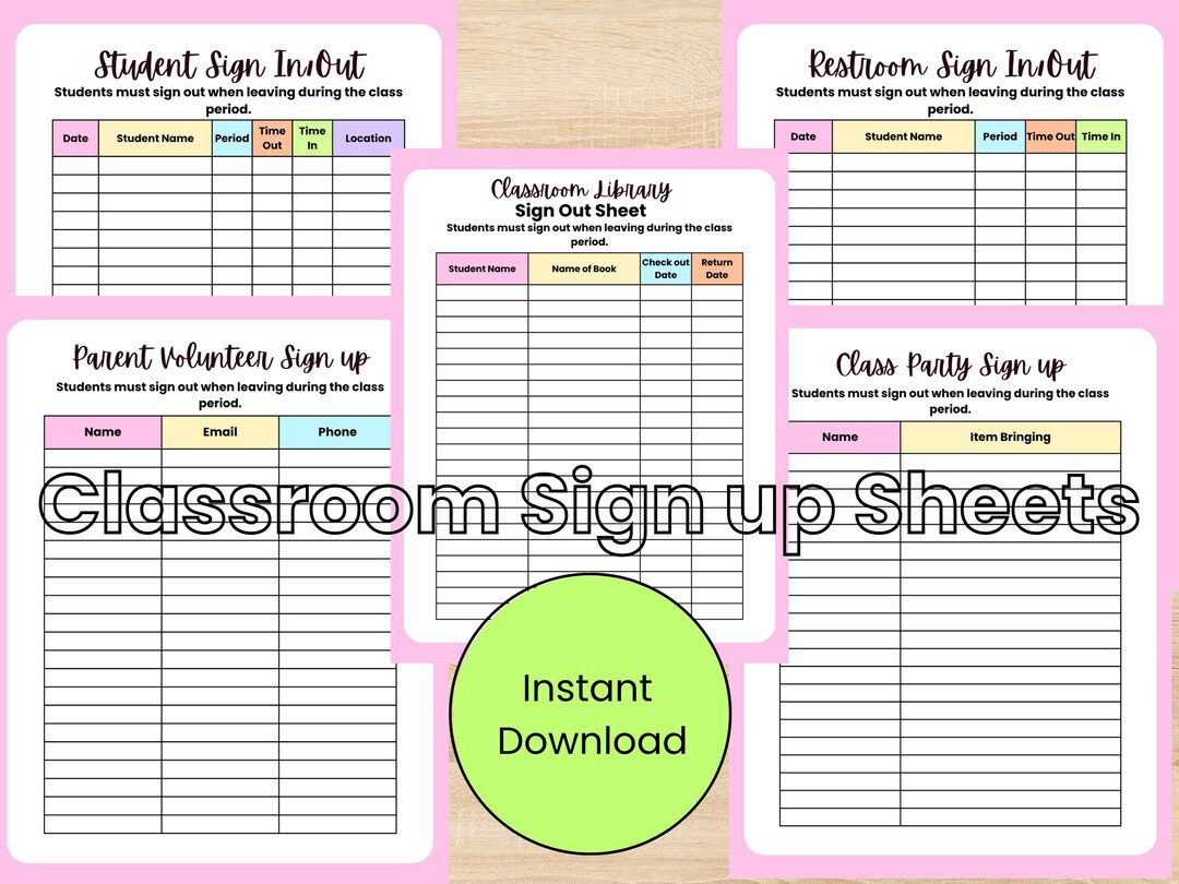 Editable Classroom Sign up Sheets Bundle (digital Download) - Etsy