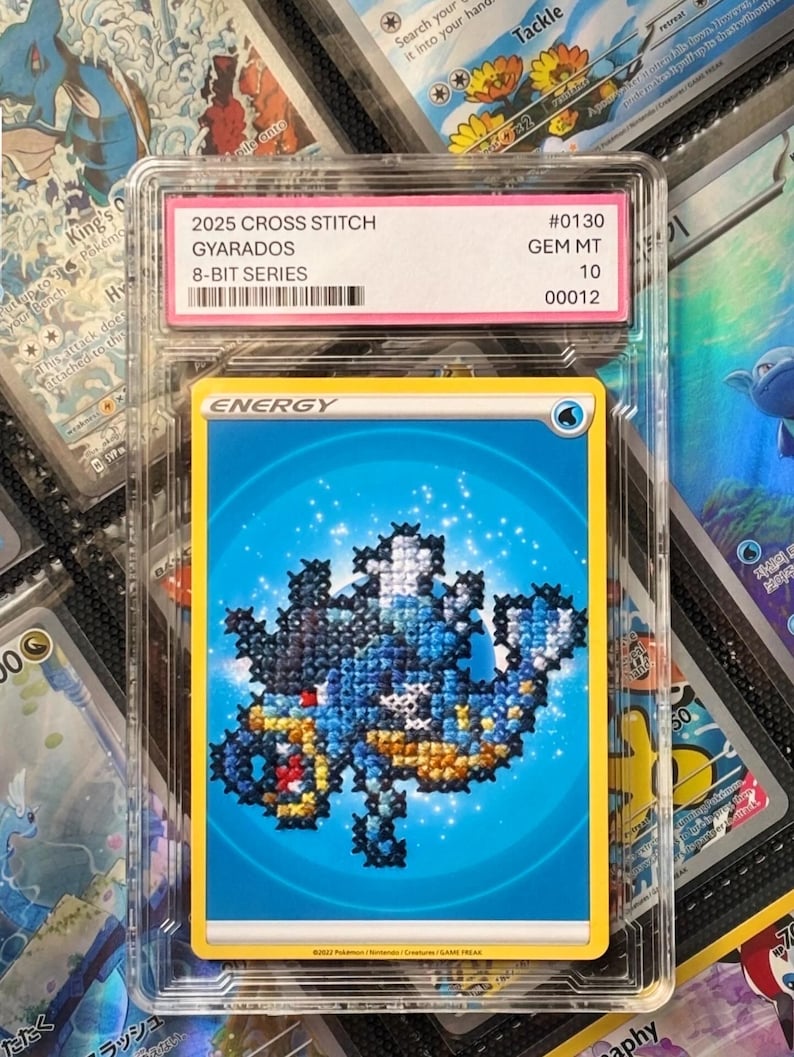 Gyarados - Pokemon Pixel Cross Stitch Card Slab Art - Etsy