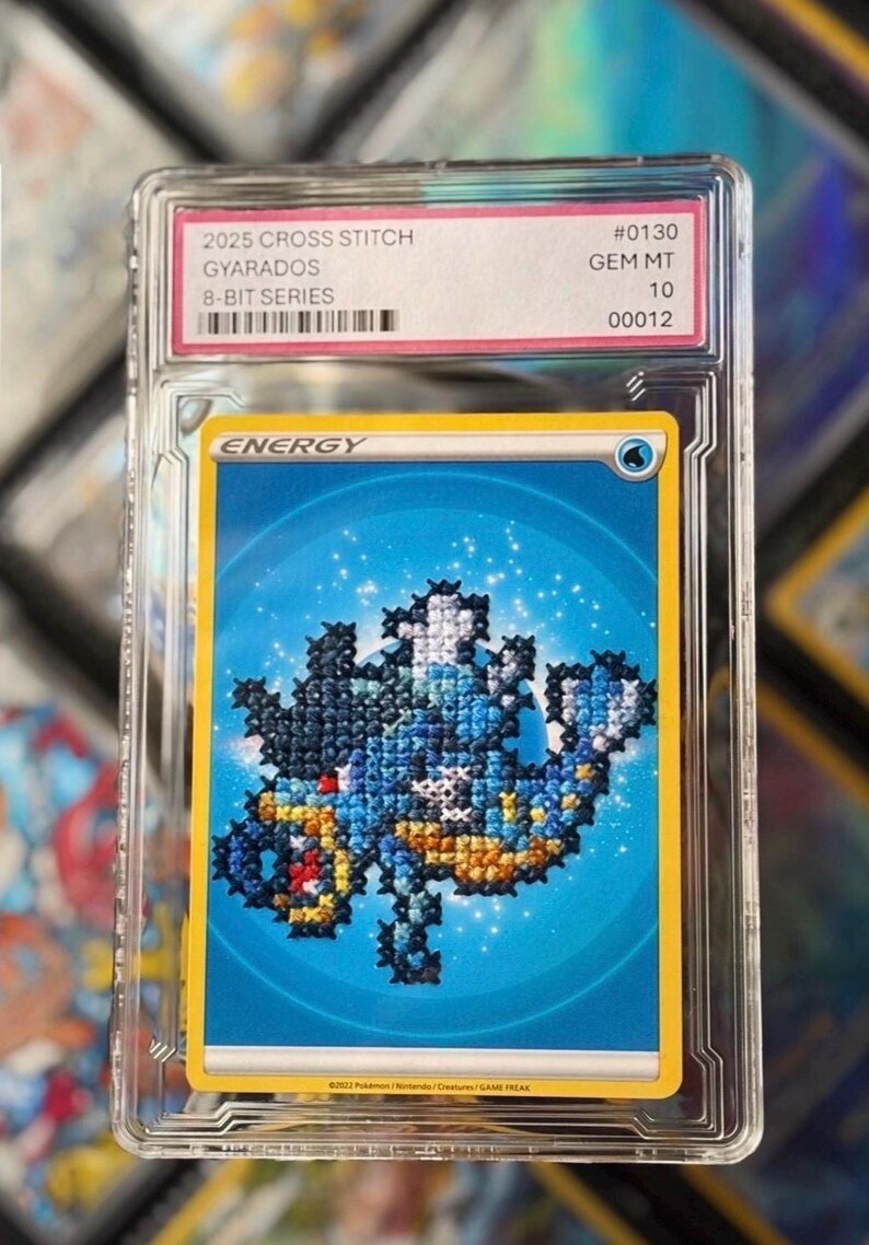 Gyarados - Pokemon Pixel Cross Stitch Card Slab Art - Etsy