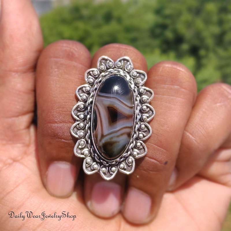 Banded Agate Ring - Etsy