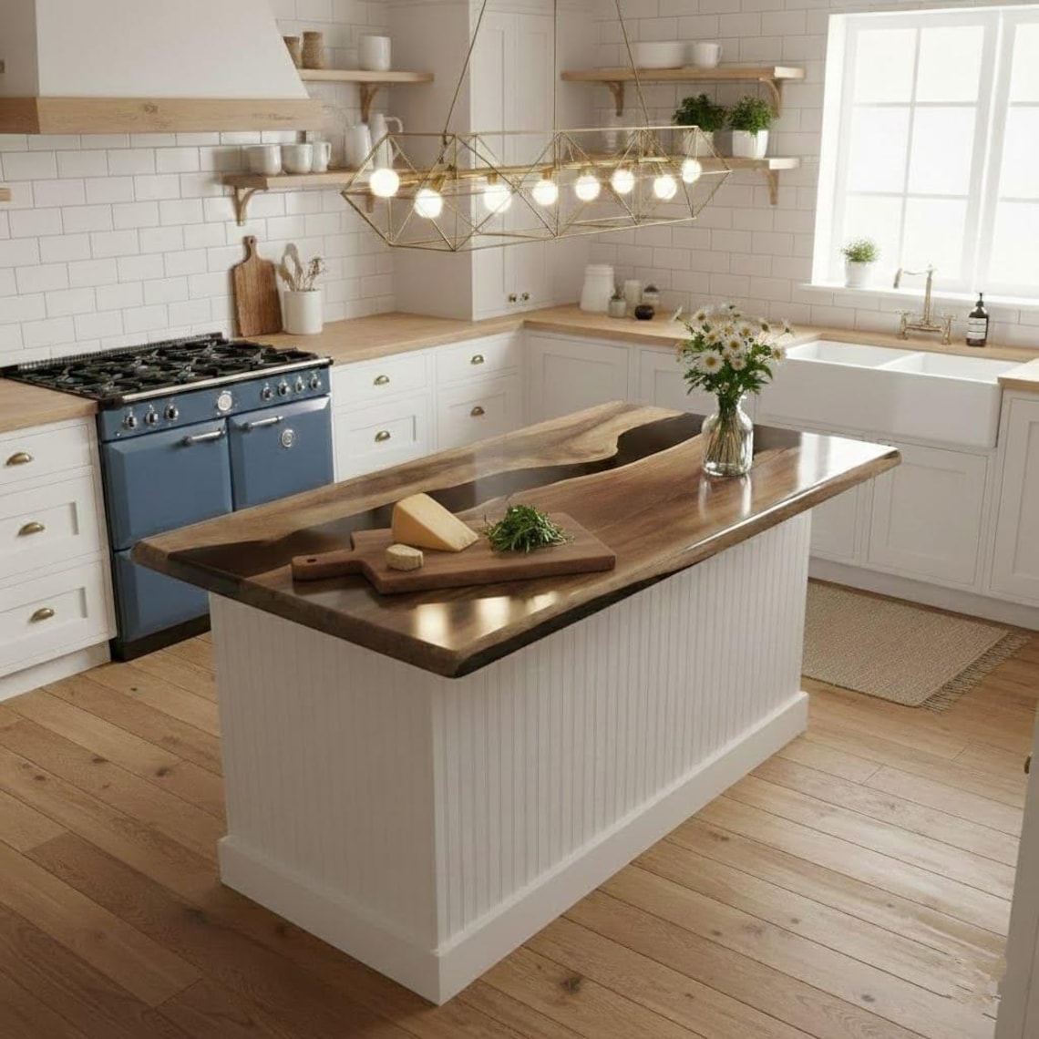 Live Edge Wood River Kitchen Island Table | Custom Epoxy Resin ...