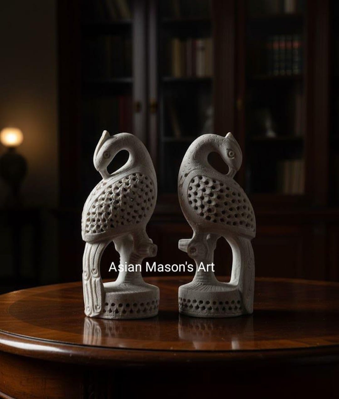 Hand Carved Soapstone Peacock Figurine | Intricate Work Bird Statue ...