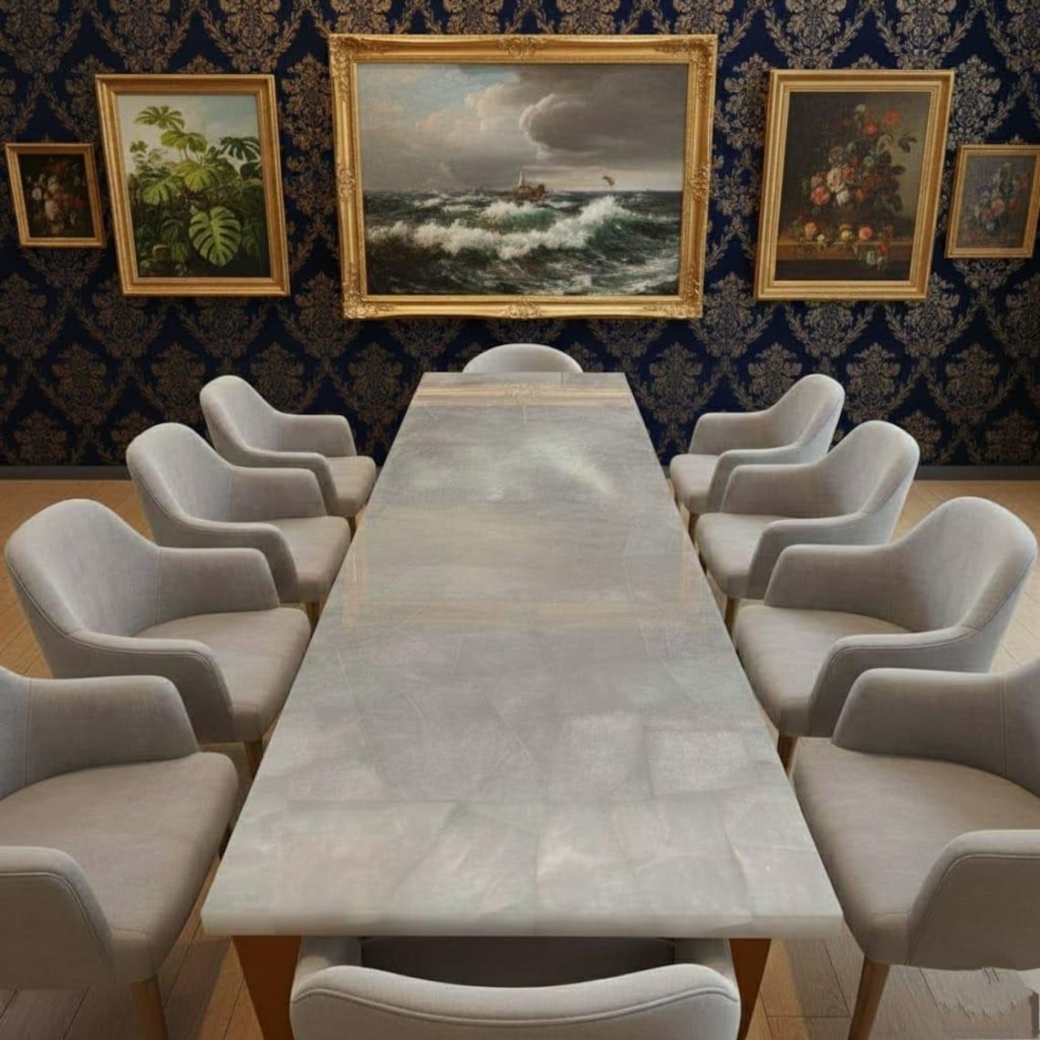 Luxury Quartzite Slab Dining Table | Large Natural Agate and Clear ...