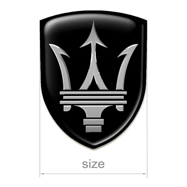 Maserati 3D Domed Epoxy Car Shield Emblem, Universal Self-adhesive ...