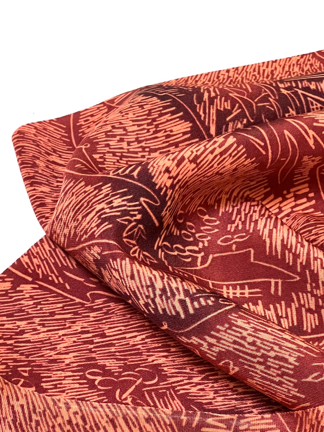 Burgundy Red Japanese Kimono Fabric by the Yard Combined Weave - Etsy