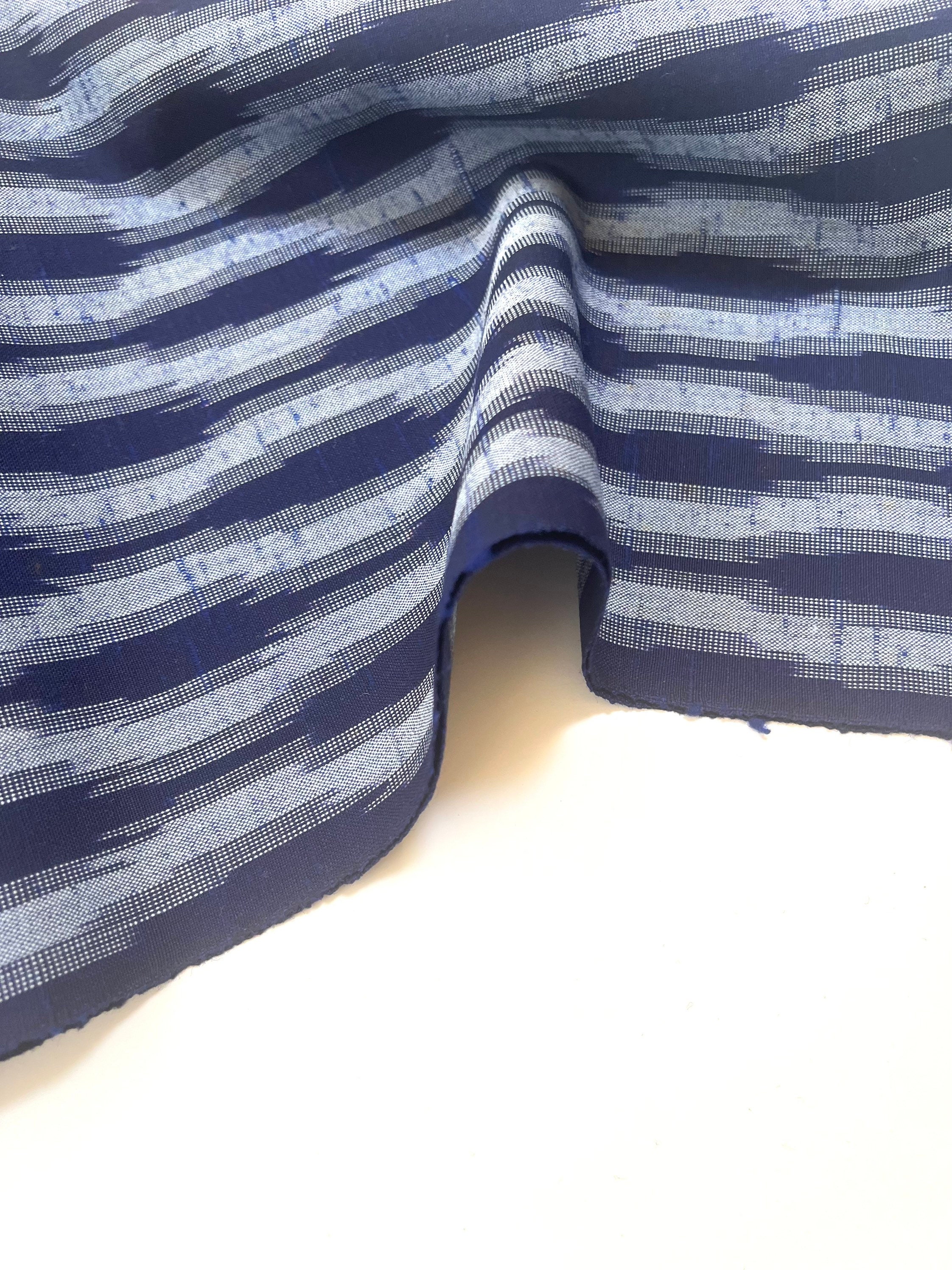 Indigo Blue Wool Japanese Kimono Fabric Woven Tatawaku Hourglass ...