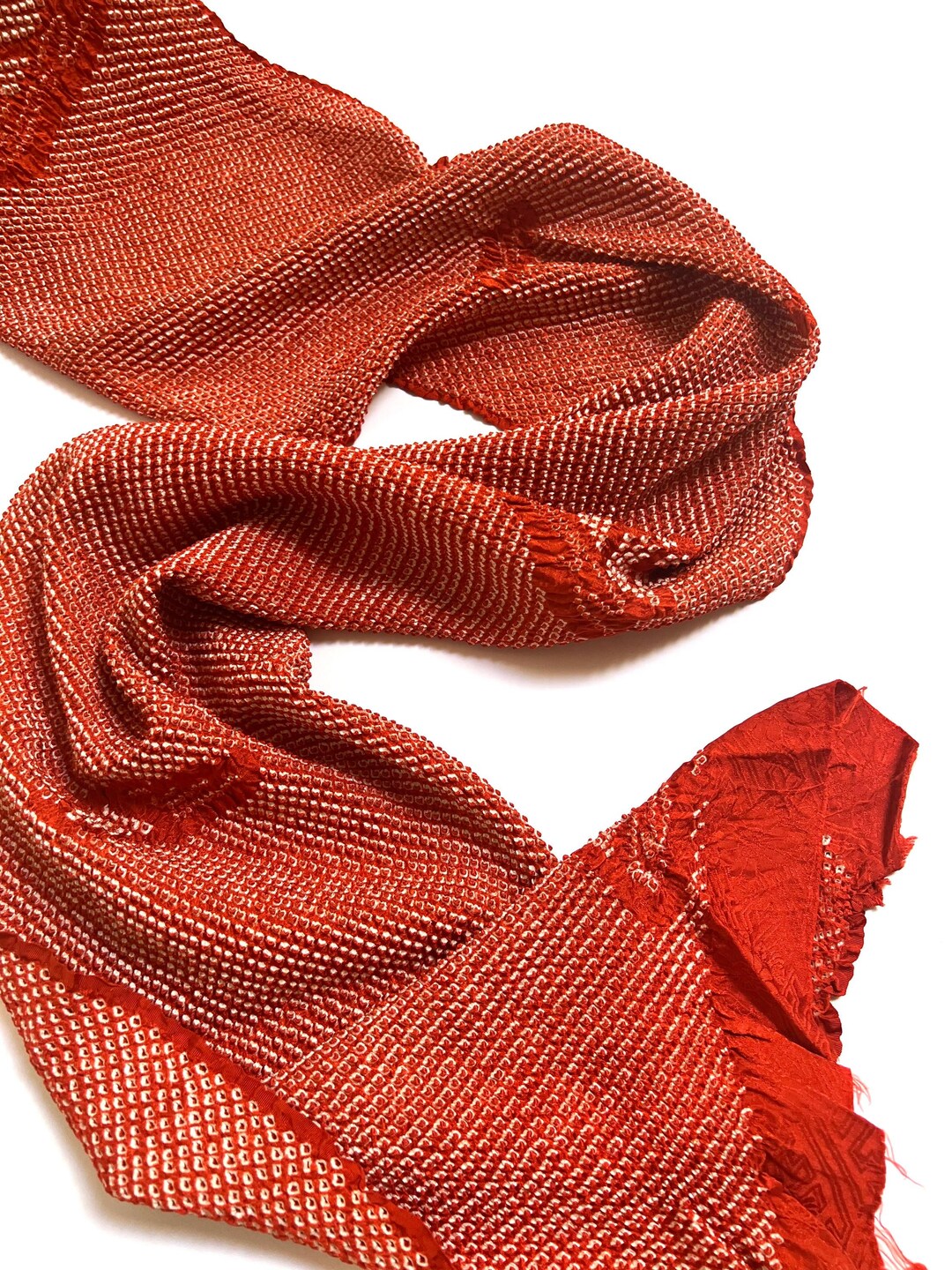 Floral Shibori Silk Kimono Fabric Rusty Red Orange Unused Bolt by the ...