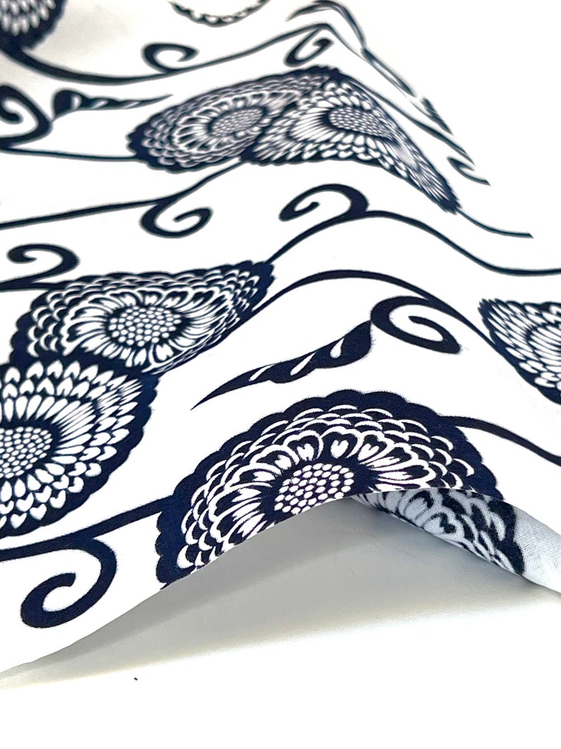 Floral Yukata Cotton Kimono Fabric Bolt by the Yard Indigo Blue / White Botanical OFF the Bolt ...