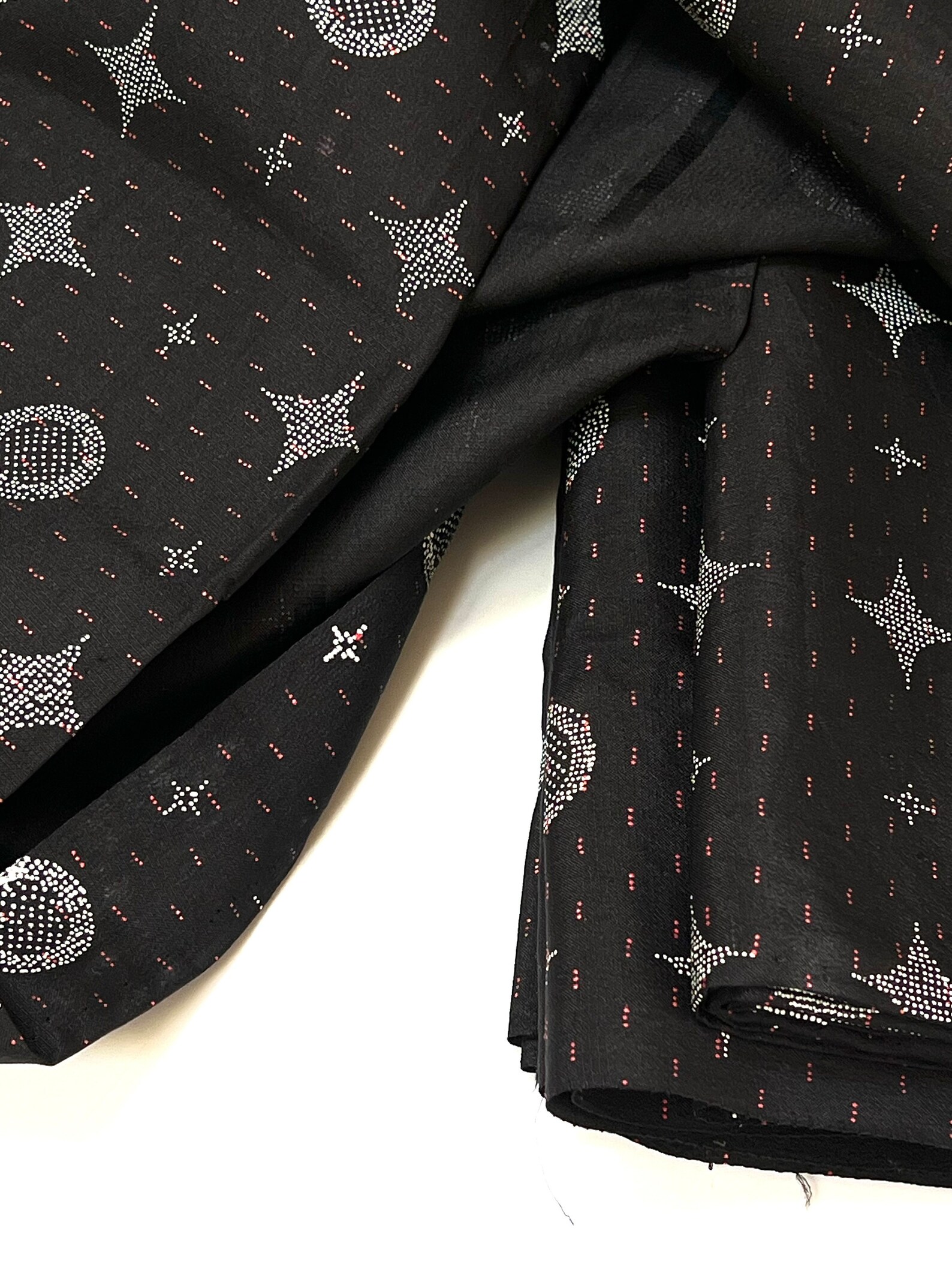 Modern Celestial Black Silk Vintage Japanese Kimono Fabric 100% Silk Reclaimed Kimono Panels ...