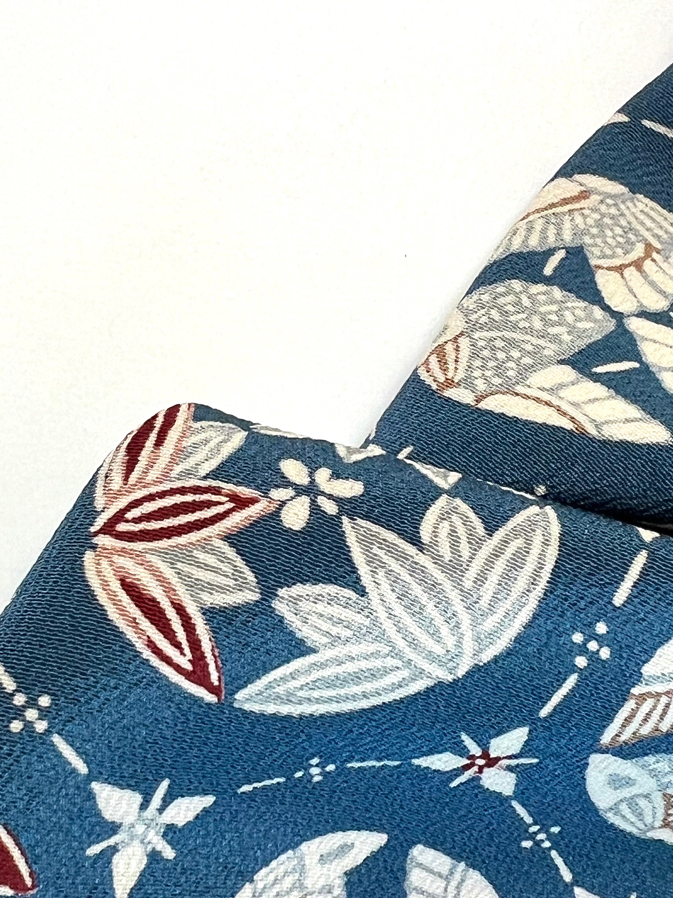 Vintage Japanese Silk Kimono Fabric Panels Floral Design Deep Dusty ...