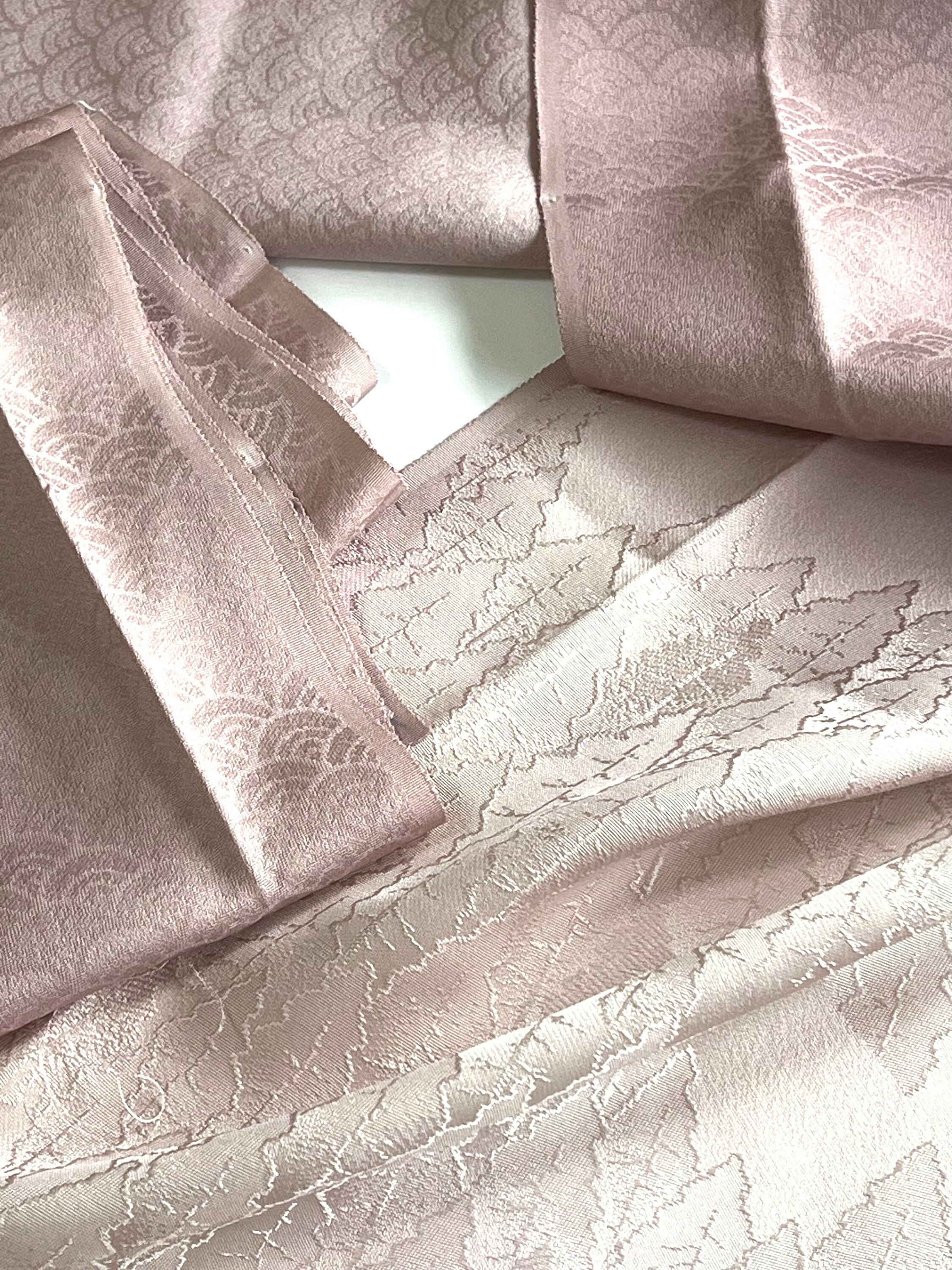 Light Purple Pink Silk Kimono Fabric / Vintage Silk Panels / Unpicked ...