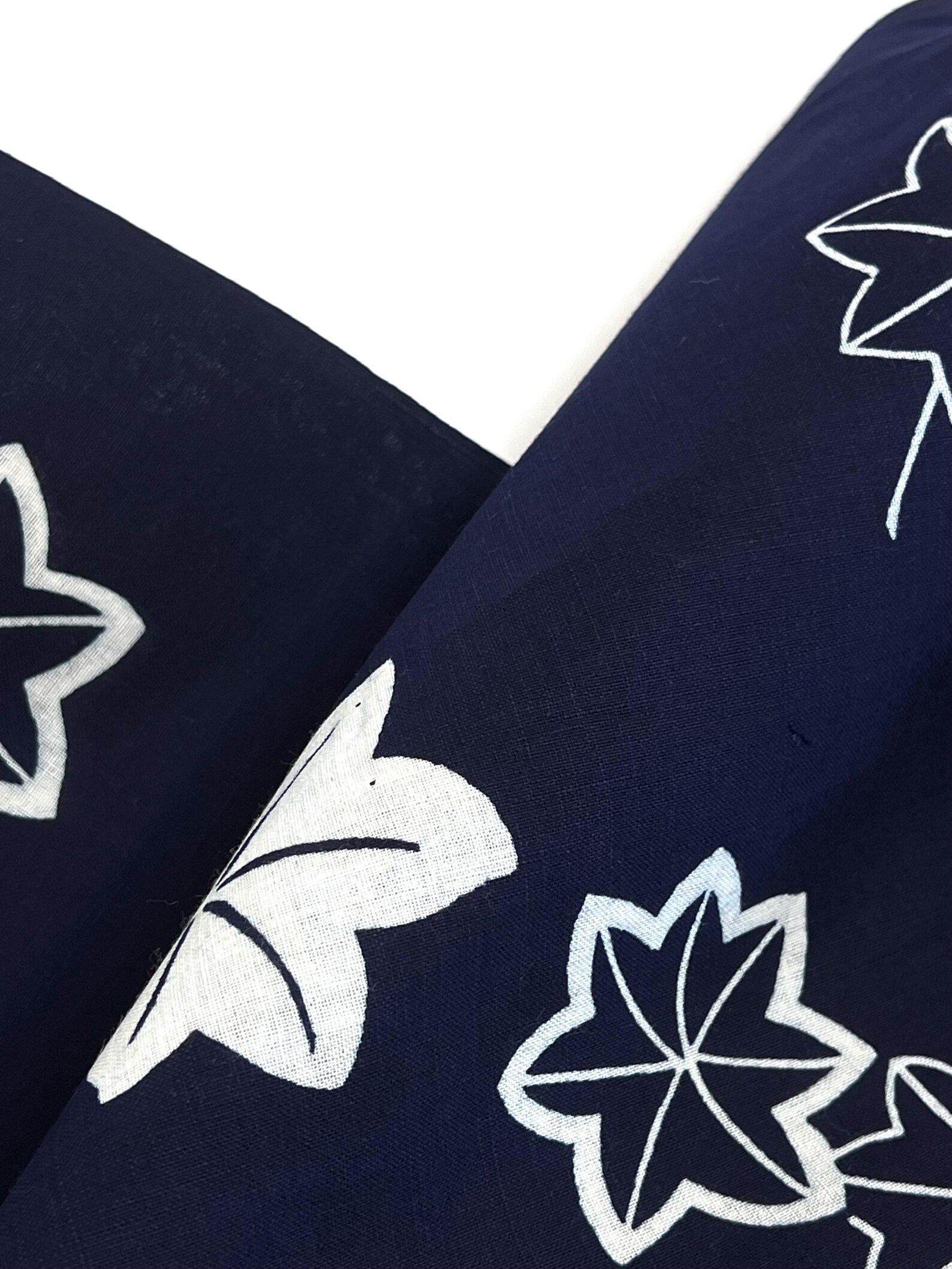 Indigo Maple Leaf Kimono Fabric: Japanese Pure Cotton Quilting Sewing ...