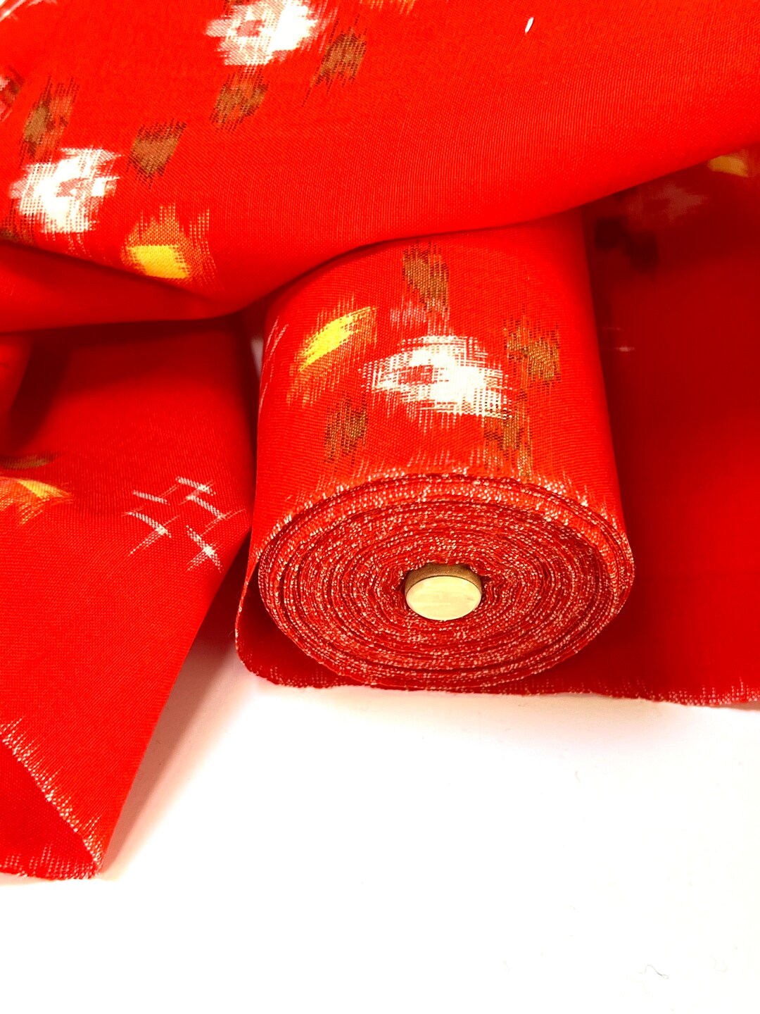 Red IKAT Wool Kimono Fabric Bolt by the Yard in Length Floral Kasuri ...