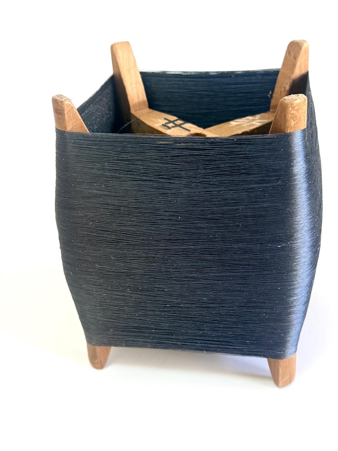 Vintage Japanese ITOMAKI Wooden Spool: Dusty Indigo Blue Kimono Silk ...