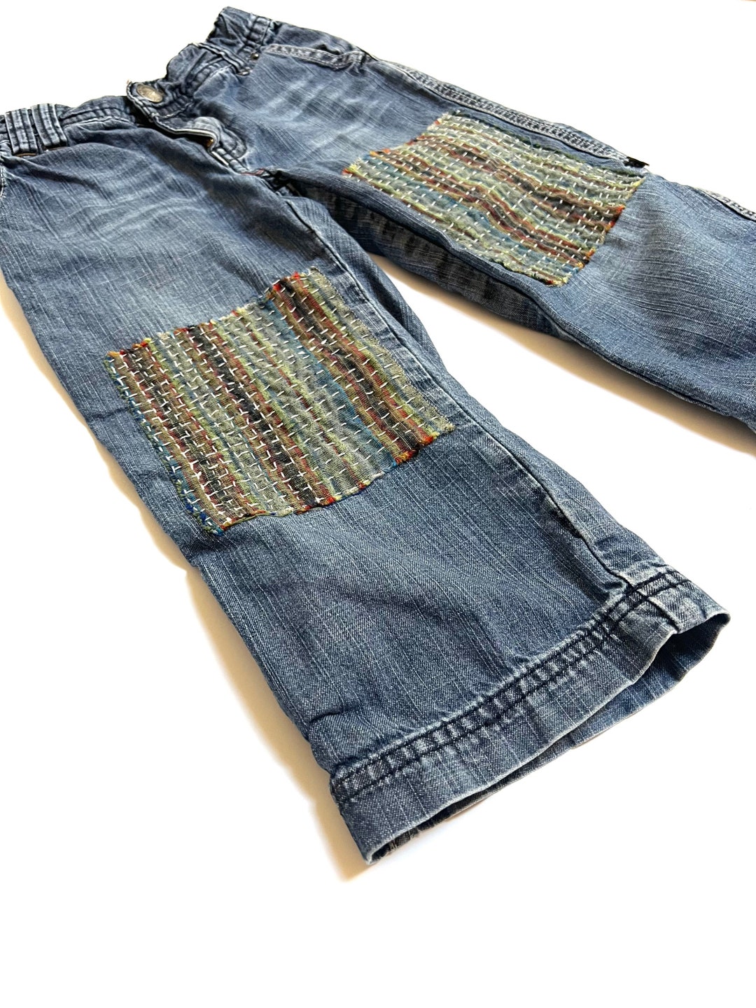 Distressed Kids / Toddler Jeans Patched Boro Patchwork 3T Pants Hand ...