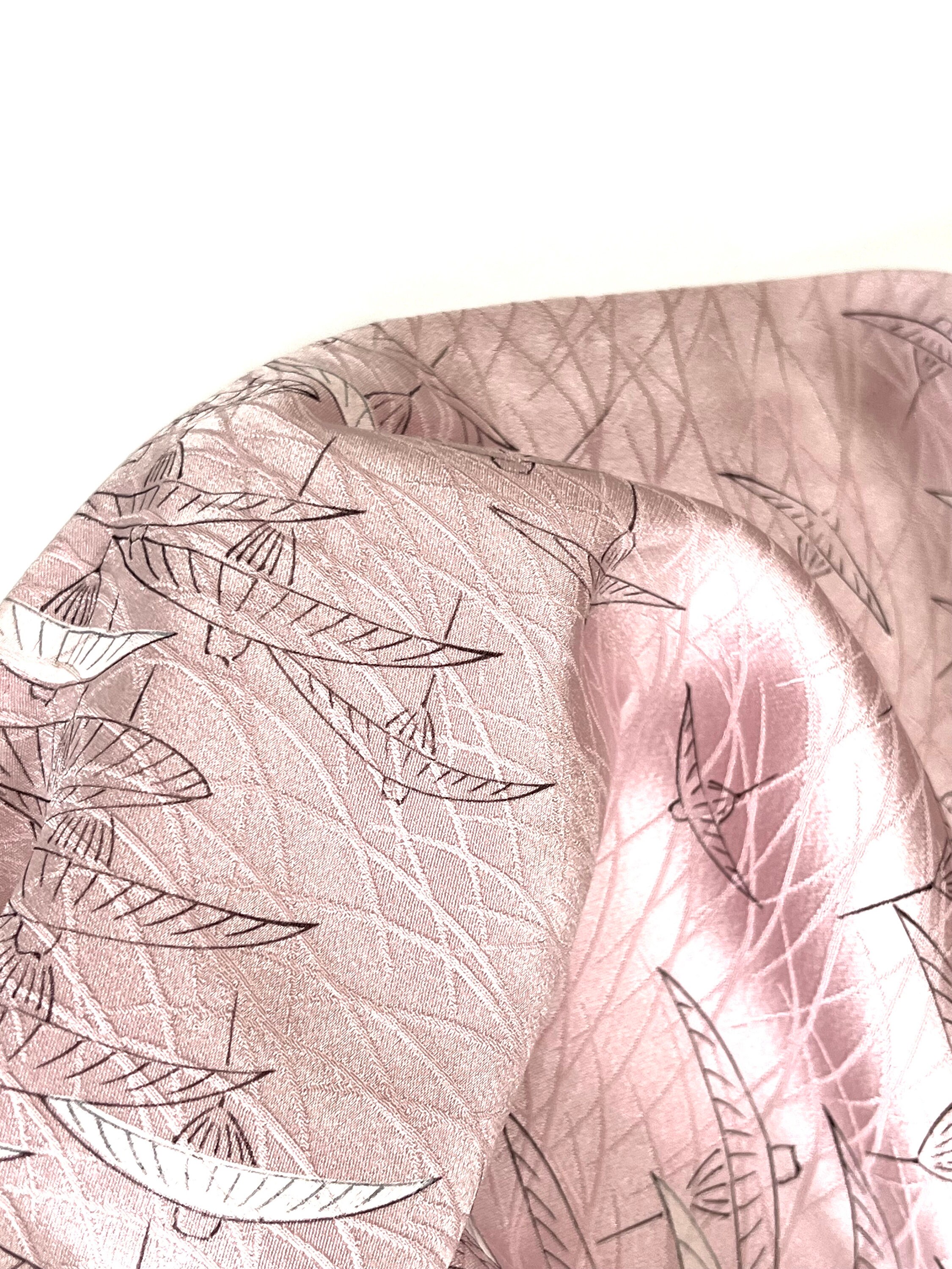 Japanese Blush Pink Silk Kimono Fabric Grass Jacquard Traditional ...