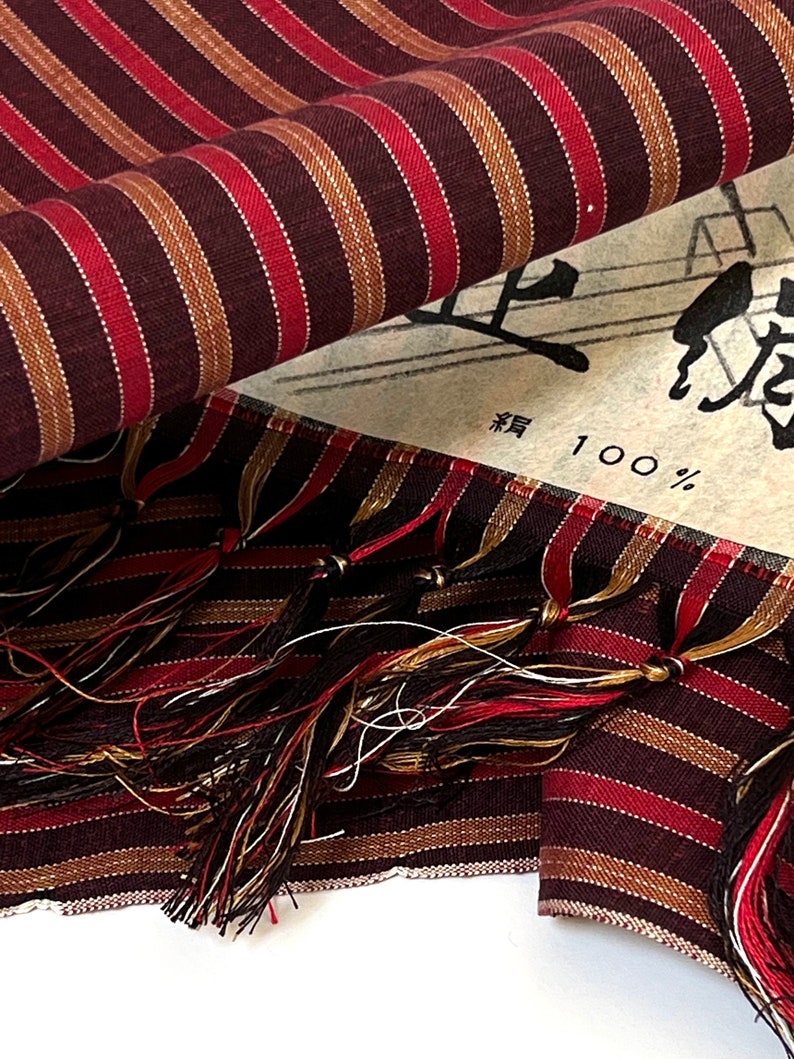 Striped Silk Kimono Fabric Panel by the Yard Tsumugi Rustic Raw Silk ...