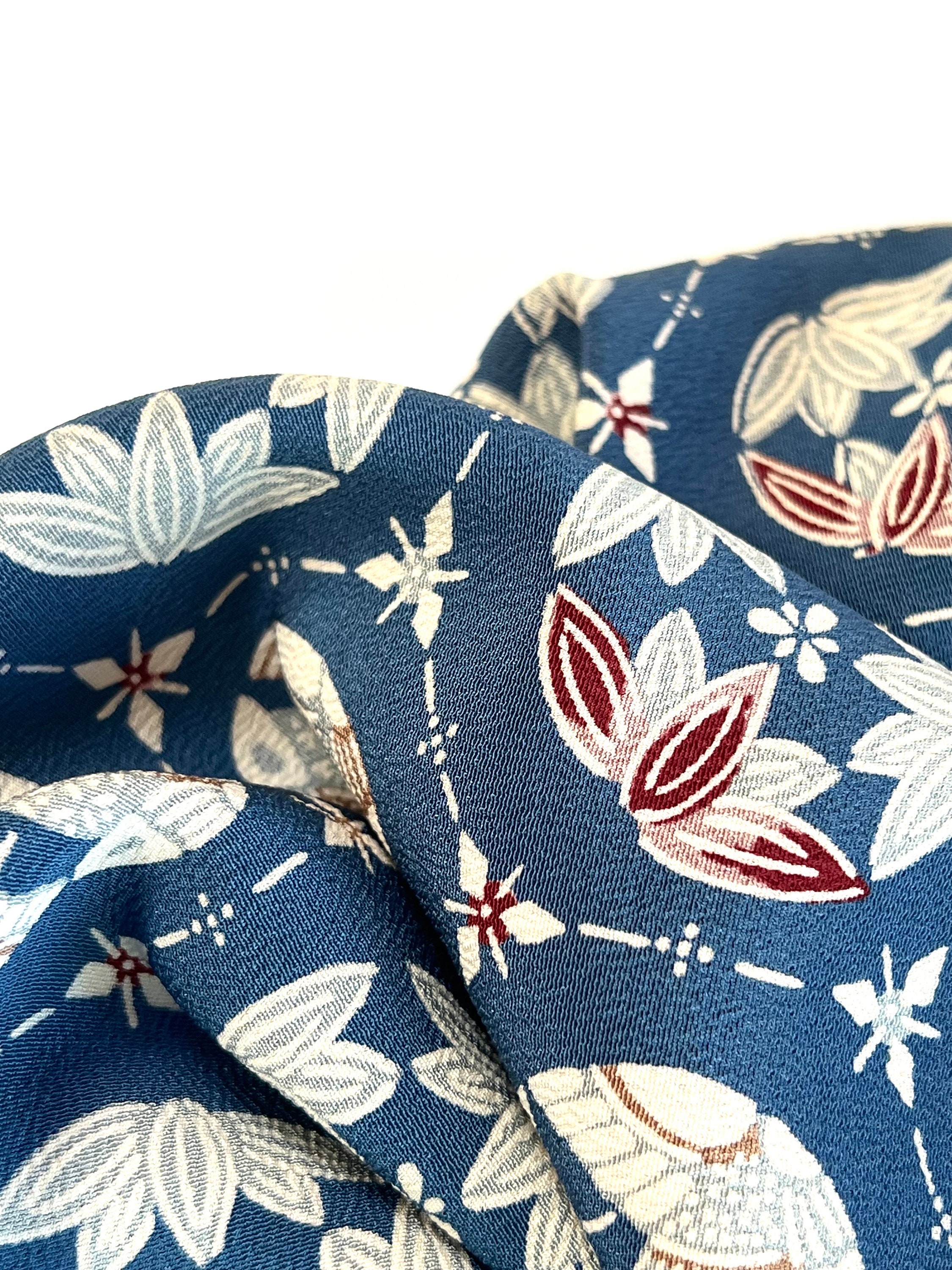Vintage Japanese Silk Kimono Fabric Panels Floral Design Deep Dusty ...
