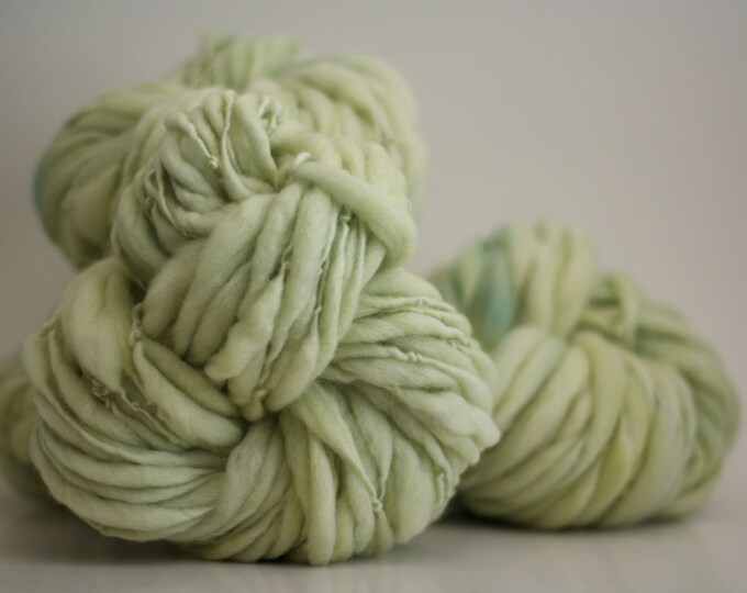 Handspun Thick and Thin Wool Yarn Chunky Slub Hand Dyed Tts™ Green ...