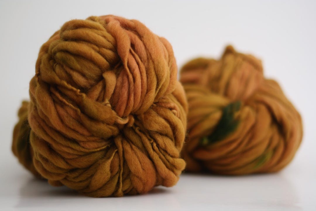 Handspun Thick and Thin Yarn Bulky Chunky Wool Slub Hand Dyed TTS ...