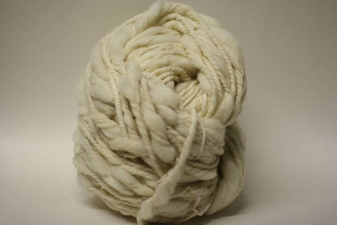Yarn Handspun Thick N Thin Wool Slub Tts(tm) Bulk Ecru Natural White ...