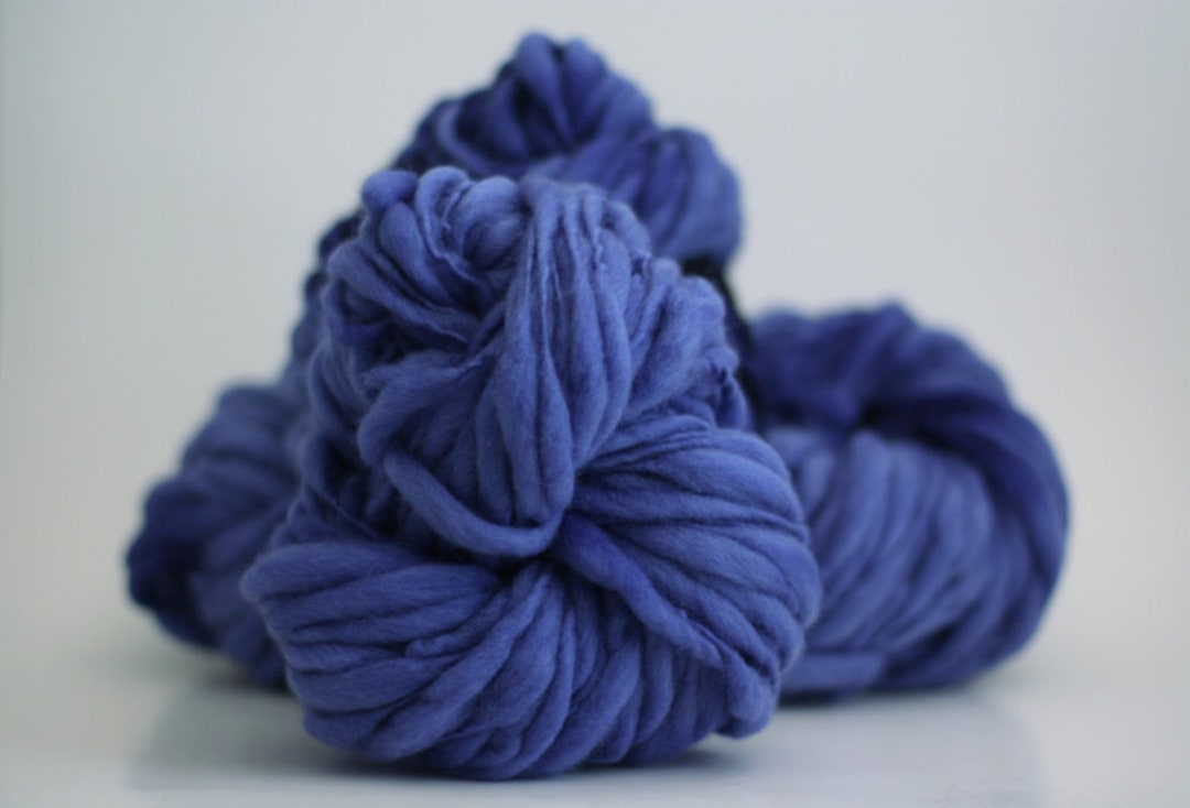 Handspun Thick and Thin Yarn Bulky Wool Slub Hand Dyed Tts™ Blueberry ...