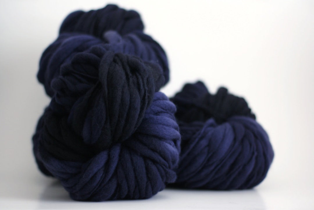 Handspun Thick and Thin Yarn Bulky Wool Slub Hand Dyed Tts™ Blue ...