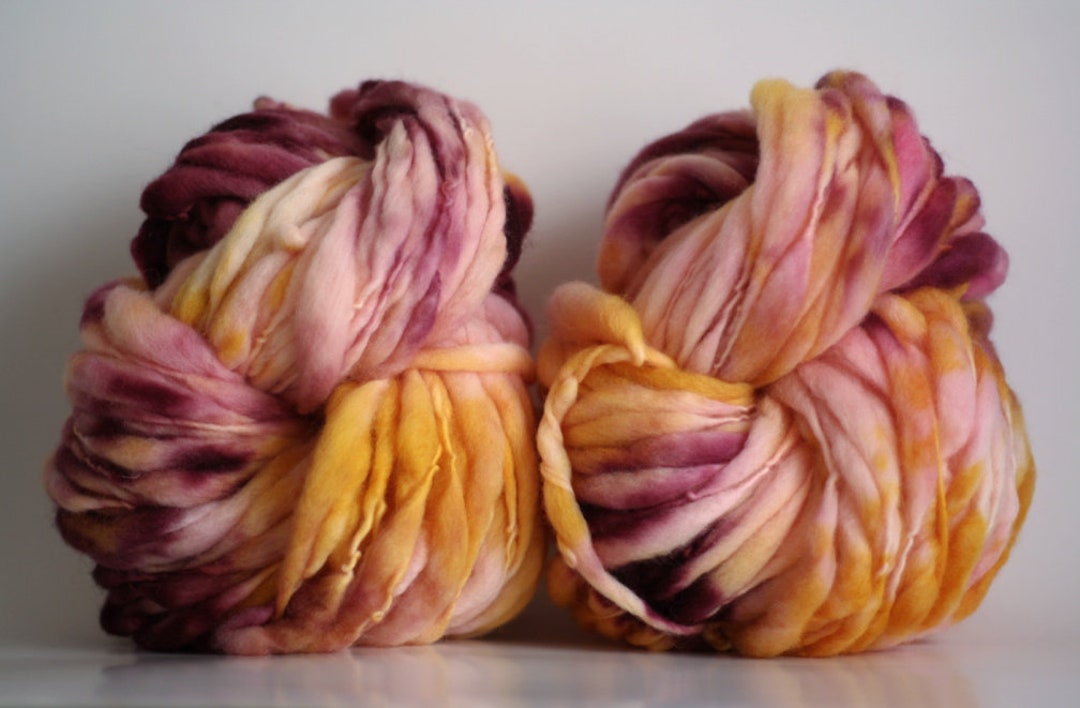 Super Bulky Thick and Thin Yarn Bulky Wool Slub Hand Dyed Hand Spun Tts ...