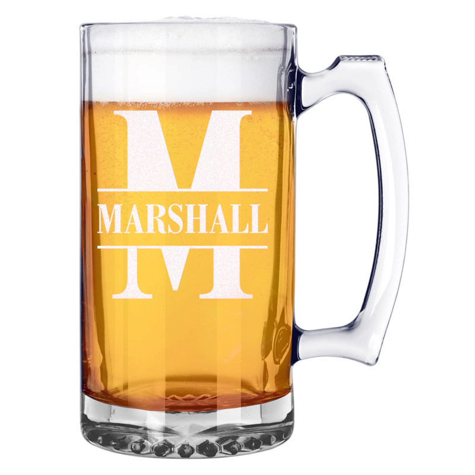 Personalized Etched Monogram Glass Beer Mug 26.5 Oz - Etsy