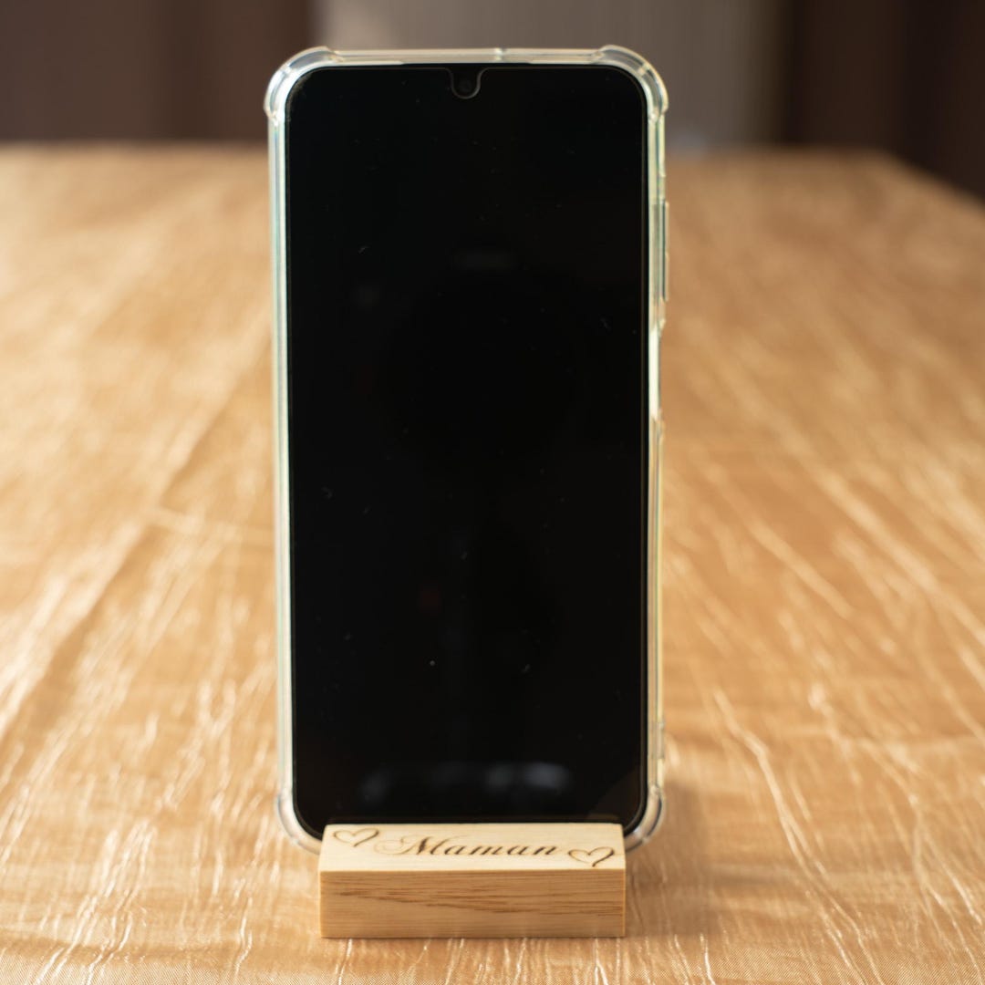 Wooden Phone Stand, Laser-engraved Chestnut Phone Stand, Desk Phone ...