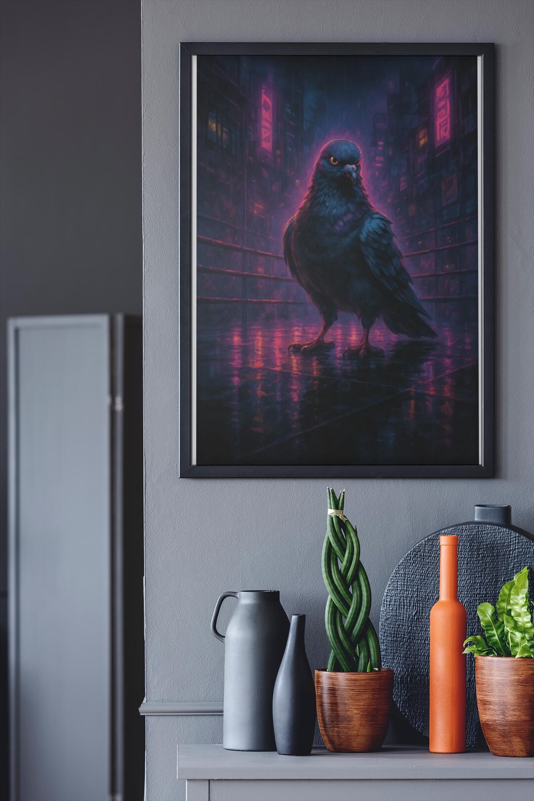 Cyberpunk Pigeon Boxing Champion: Neon Gothic Canvas Wall Art - Etsy