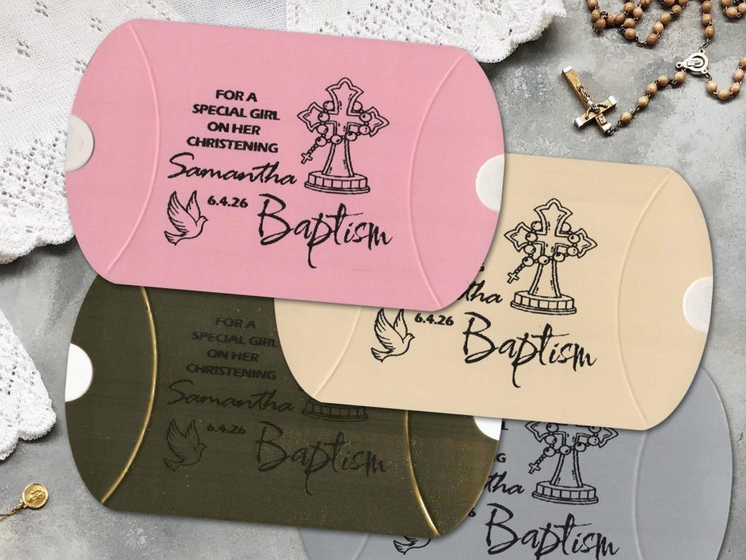Personalized Baptism Favor Boxes: Christening Party Pillow Box - Etsy