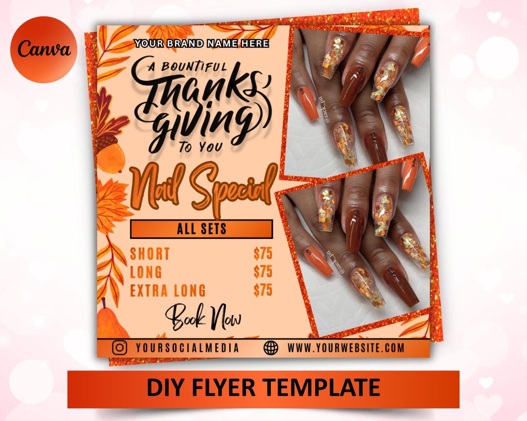 Thanksgiving Nails Flyer, November Booking Flyer, Fall Szn Booking ...