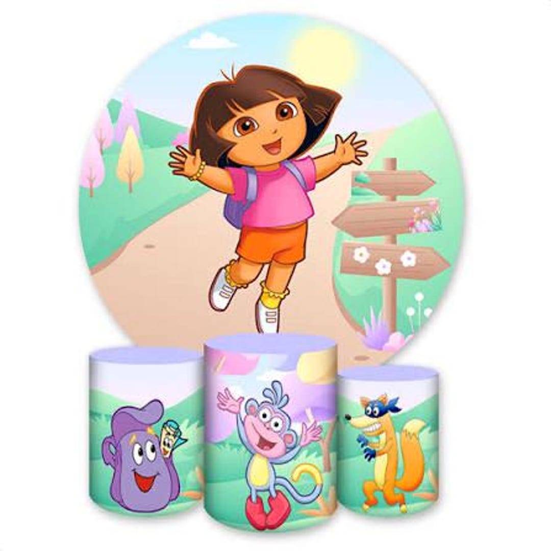 Dora Round Backdrop and Cylinder Cover Dora Birthday - Etsy