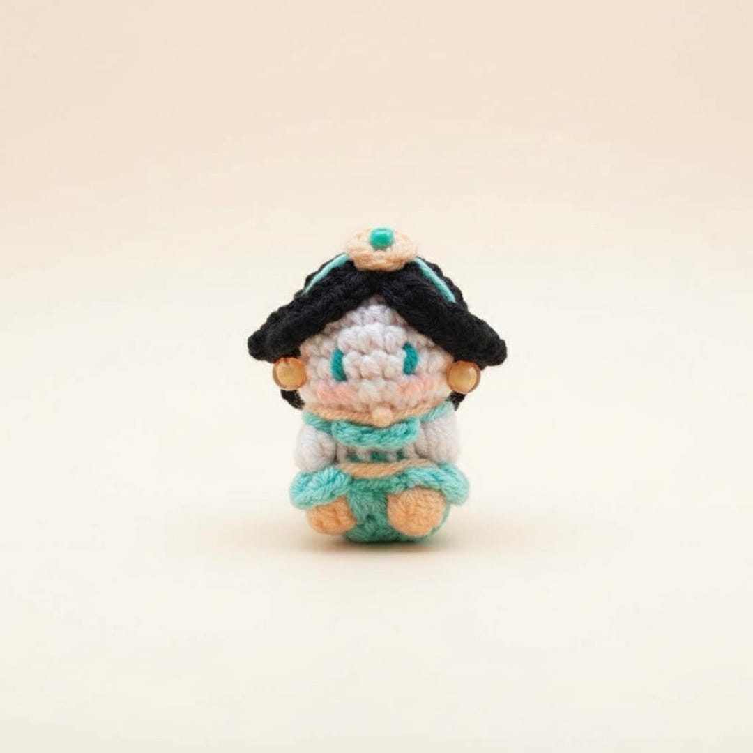 Handmade Desert Oasis Princess Crochet Keychain, Turquoise Teal Gown ...