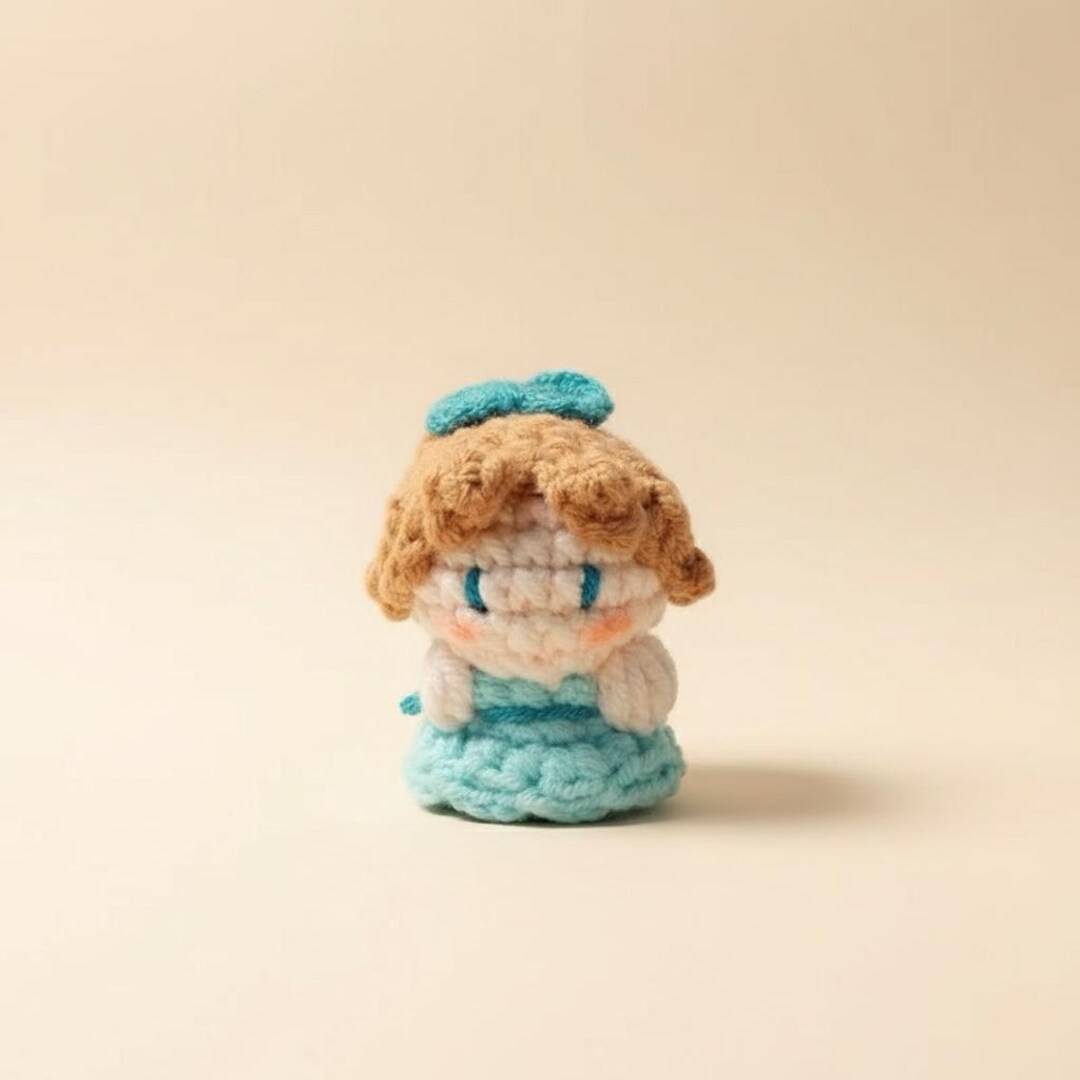 Handmade Dreamy Nightgown Girl Crochet Keychain, Blue Bow Storyteller ...