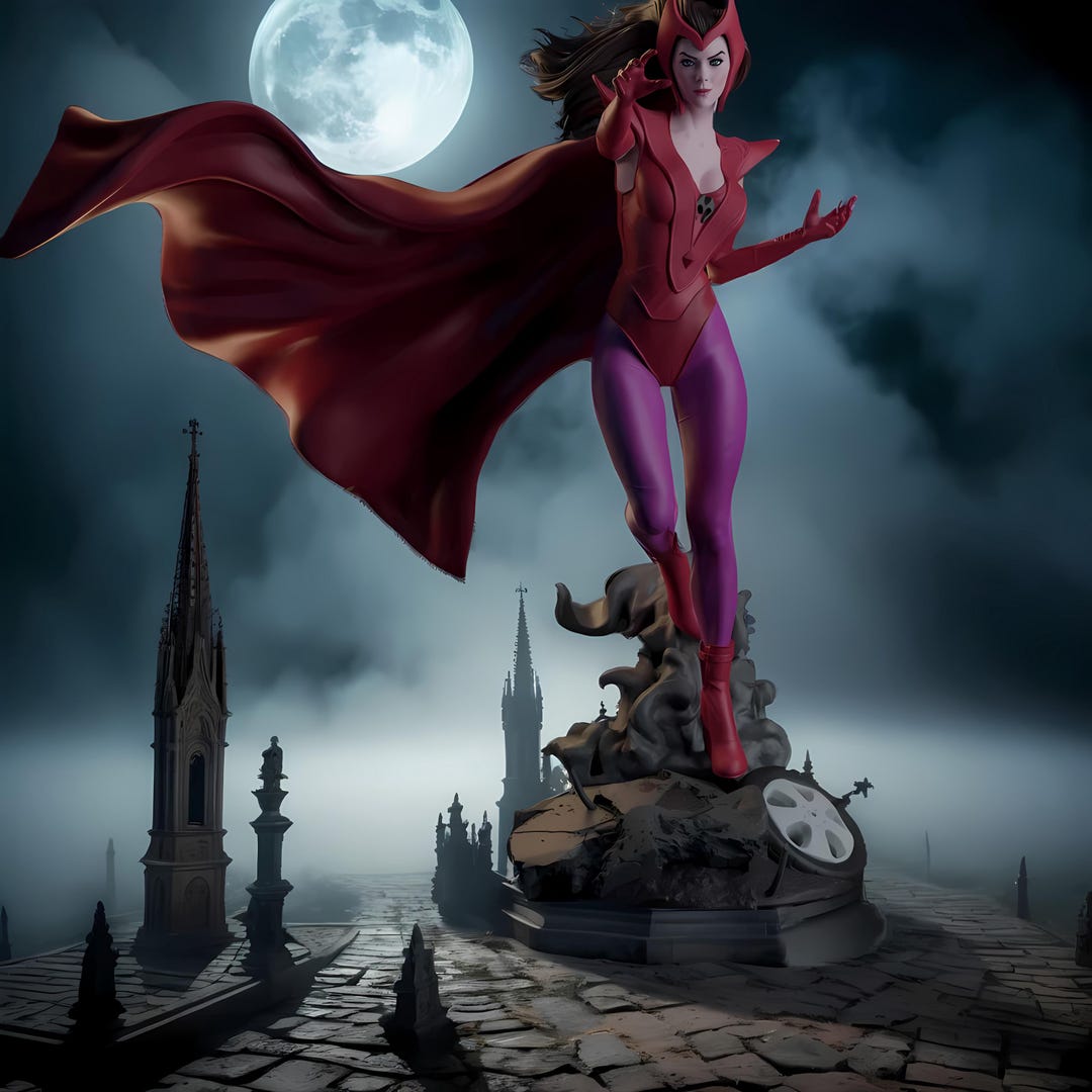 Crimson Hex Enchantress STL | 3D Print Chaos Mage Figurine (digital ...