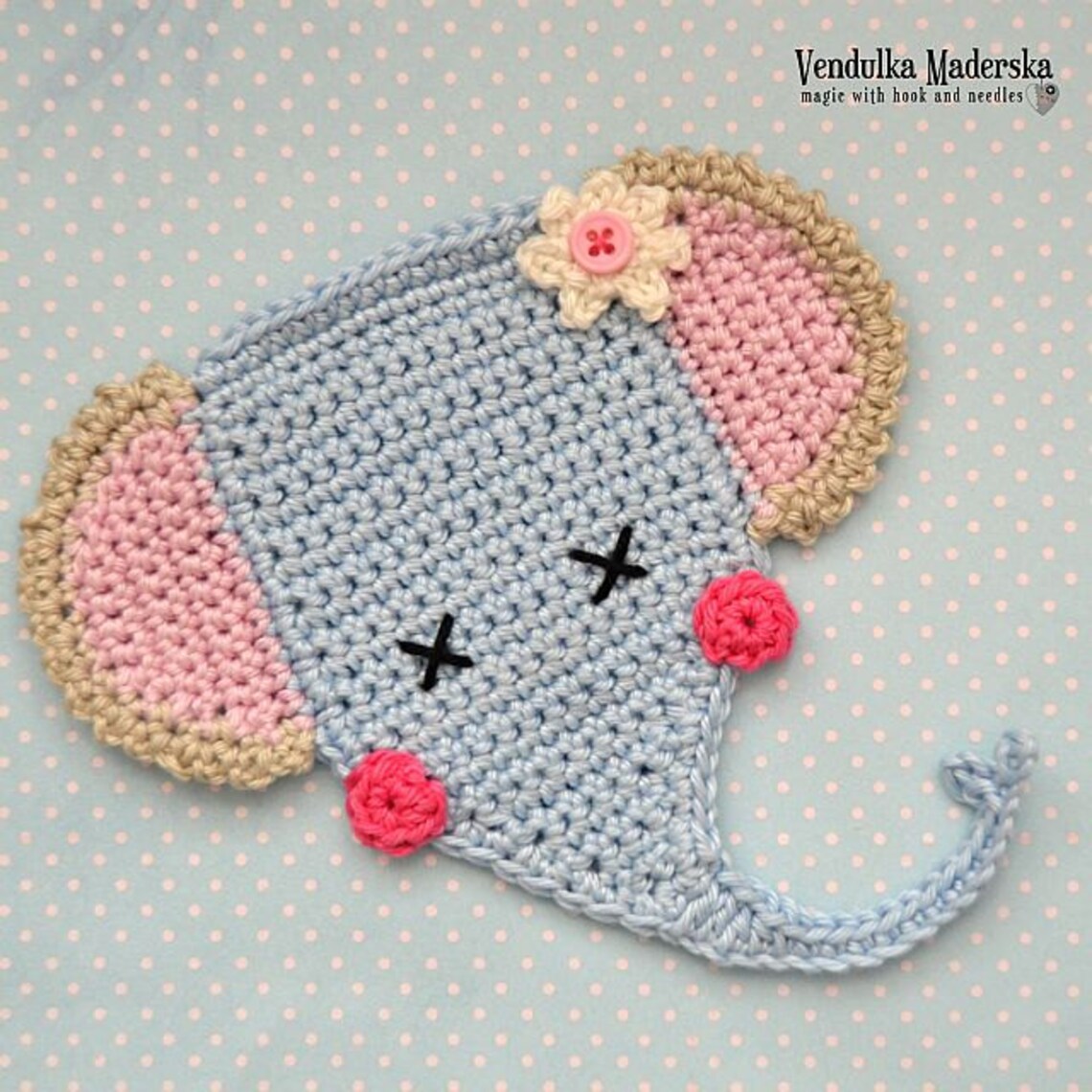 Crochet Pattern Elephant Applique by Vendulkam Crochet - Etsy